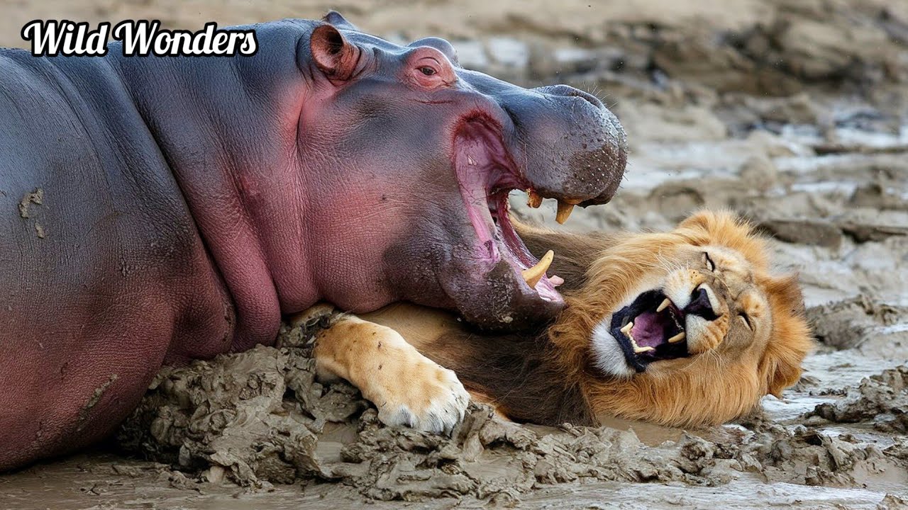 Horrifying! Lion Risked His Life To Attack The Hippo And The Ending Was ...