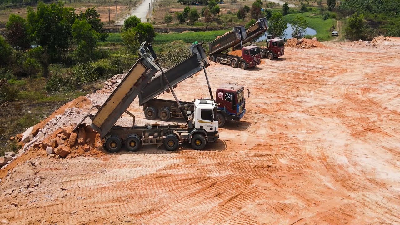 Perfect Work In Land Filling Operator By Machines Bulldozer And Fast ...