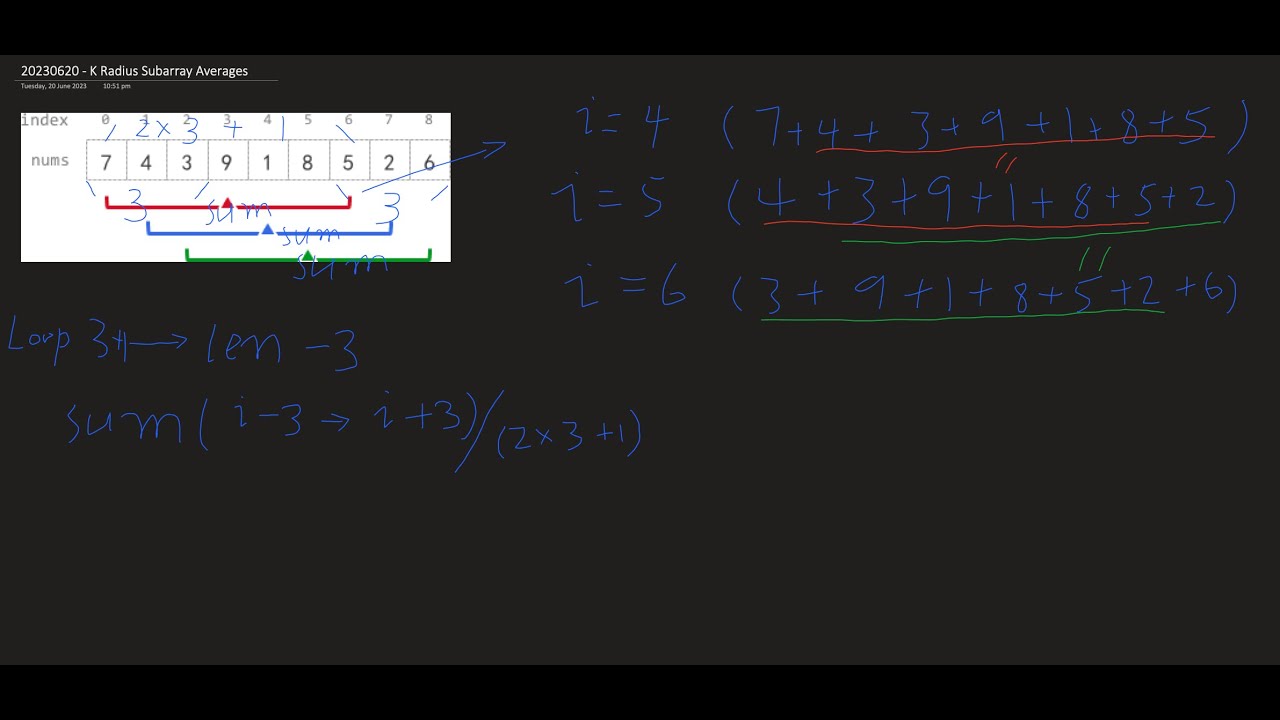 Algrithm Design K Radius Subarray Averages Youtube