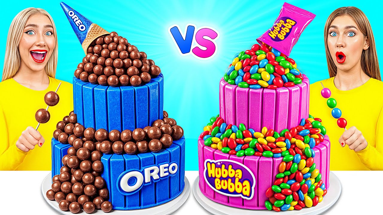 Pink VS Blue Cake Decorating Challenge | Funny Moments by Jelly DO ...