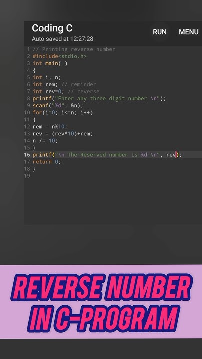 Reversed the Number In C-Programming #reversenumber #cprogramming #beginners - YouTube