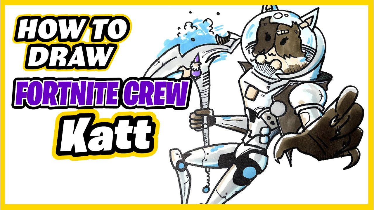 How To Draw Katt | Fortnite Crew | Step by Step Drawing Tutorial # ...