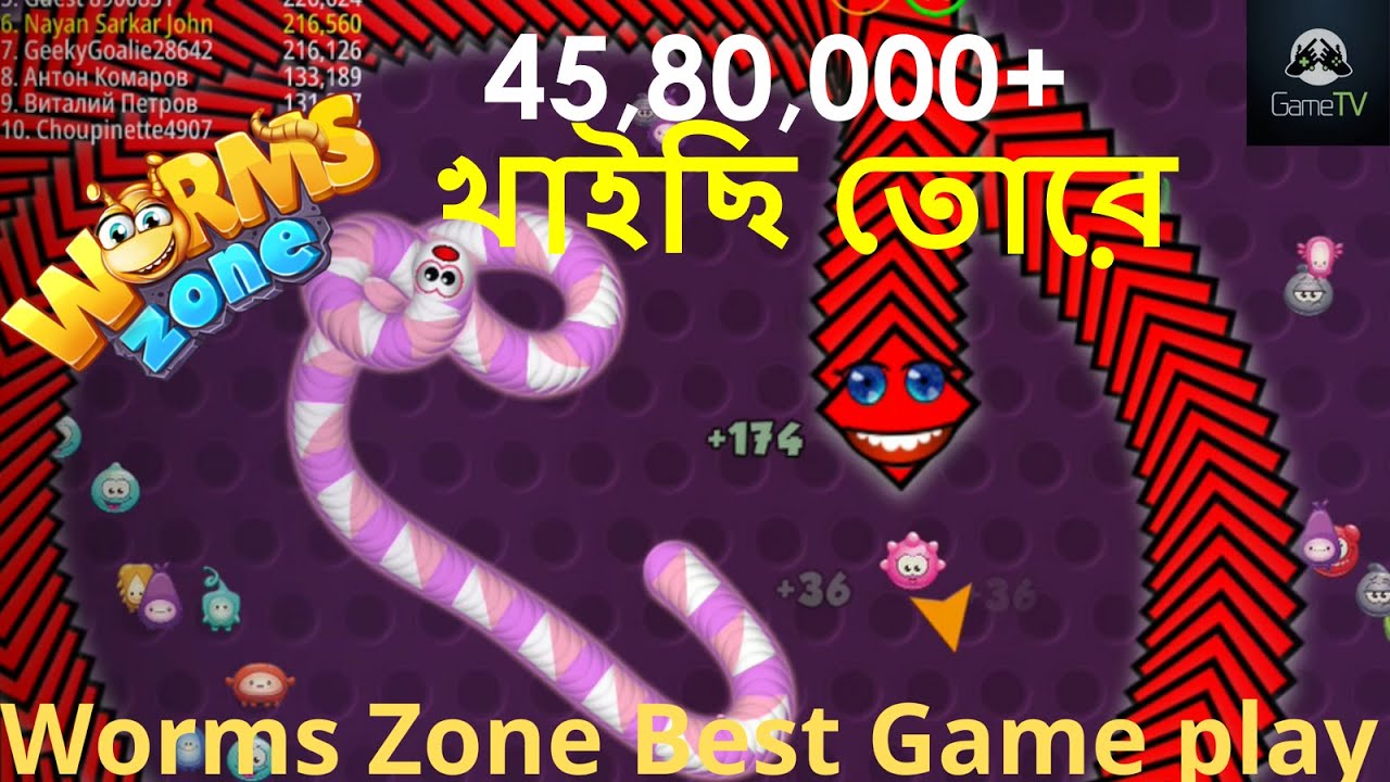 WormsZone.io Biggest Slither Snake 45,80,000+ Top kill & Score, Worms Zone Best Game play. - YouTube