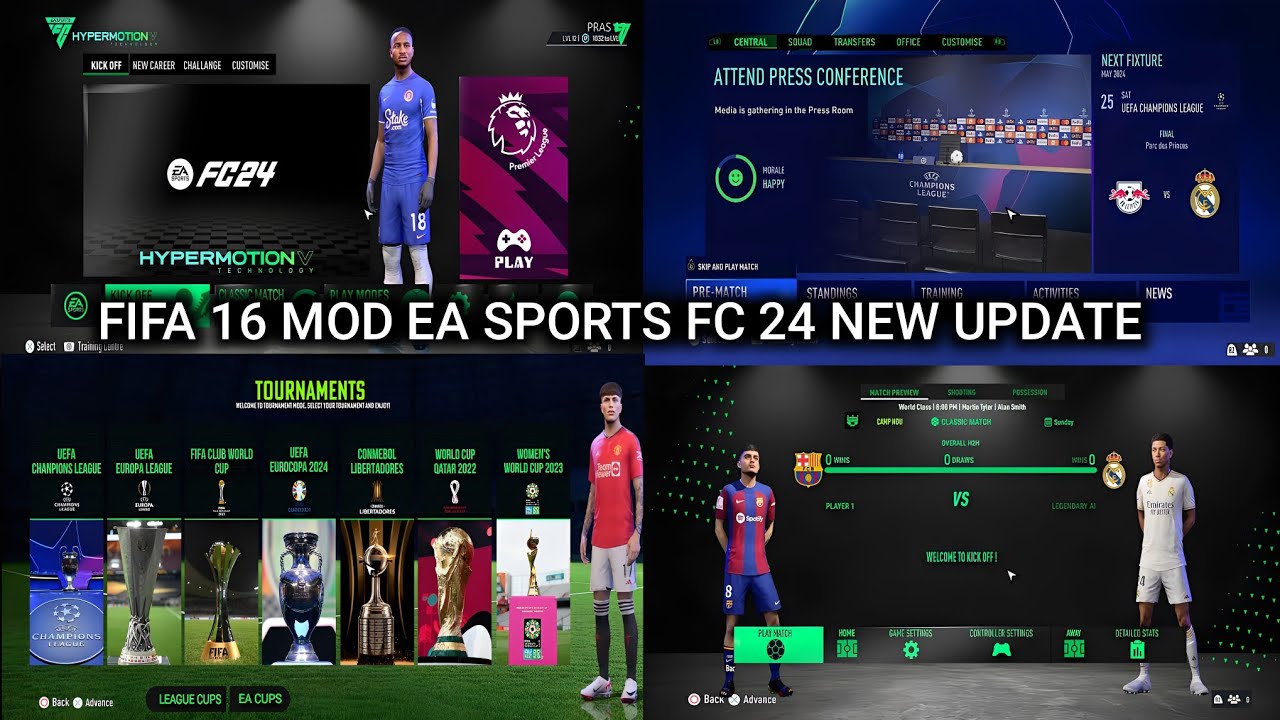 FIFA 16 MOD EA SPORTS FC 24 ANDROID OFFLINE NEW UPDATE LATEST TRANSFERS ...