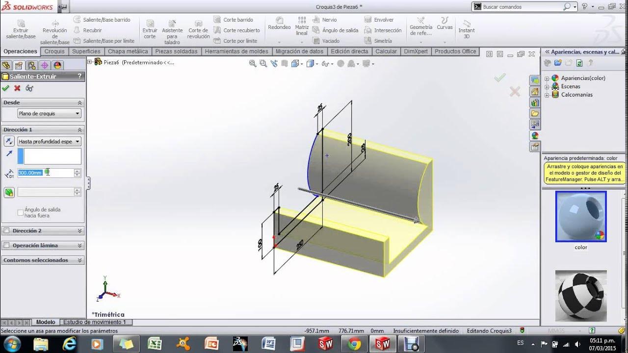SOLIDWORKS TUTORIAL BASICO 12 COMO UTILIZAR LA HERRAMIENTA SALIENTE/BASE POR LIMITE - YouTube