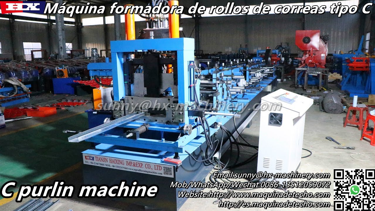 Automatic C80-C200 purlin roll forming machine - YouTube