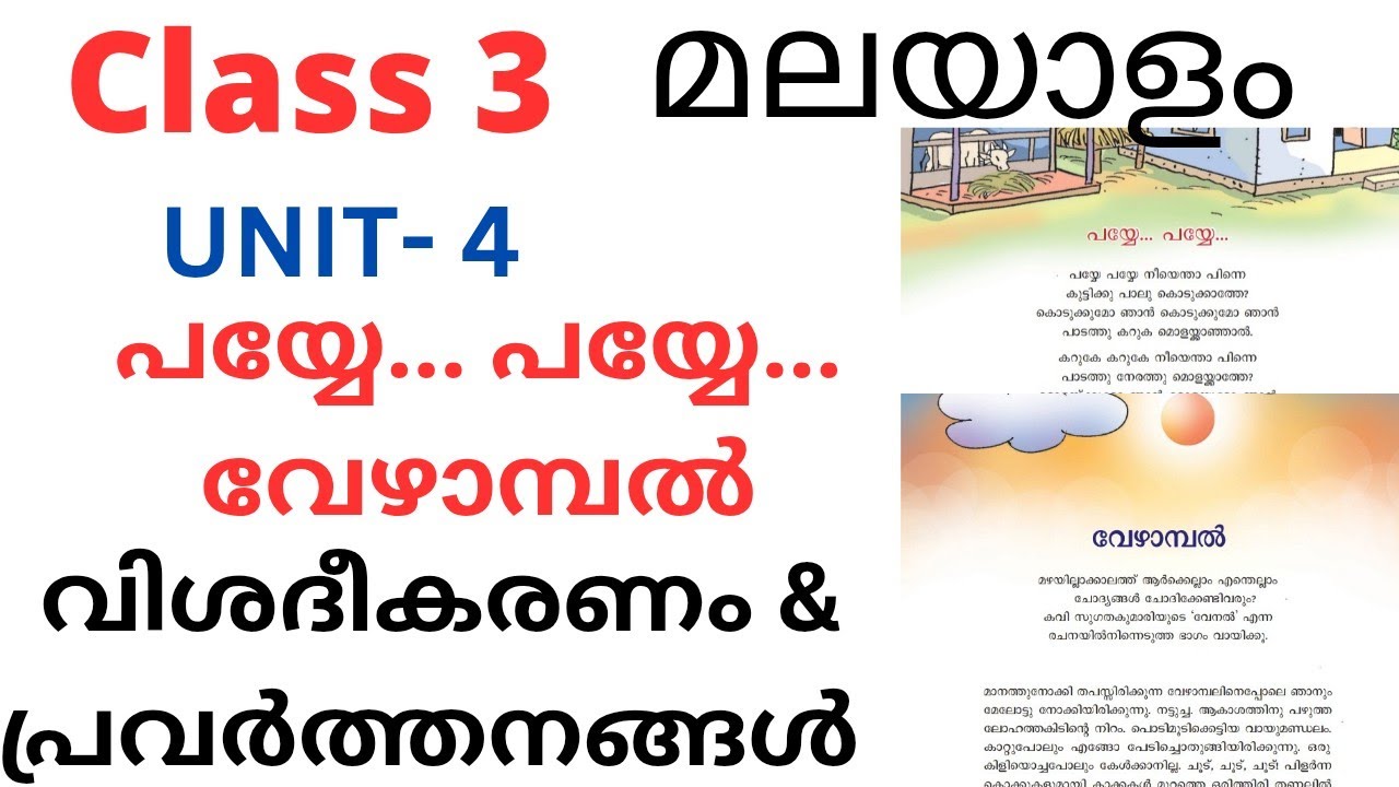 Class 3 Malayalam Unit 4 Appooppan thaadi പയ്യേ...പയ്യേ..., വേഴാമ്പ ...