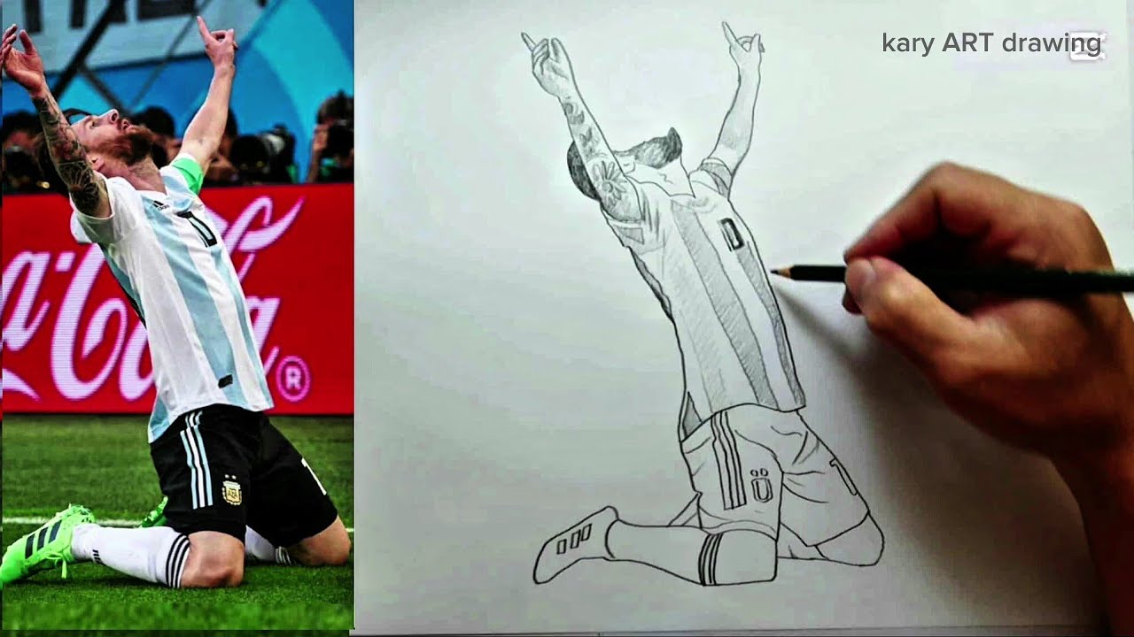 Congratulations on Messi's goal: Lionel Messi drawing pencil sketch by ...