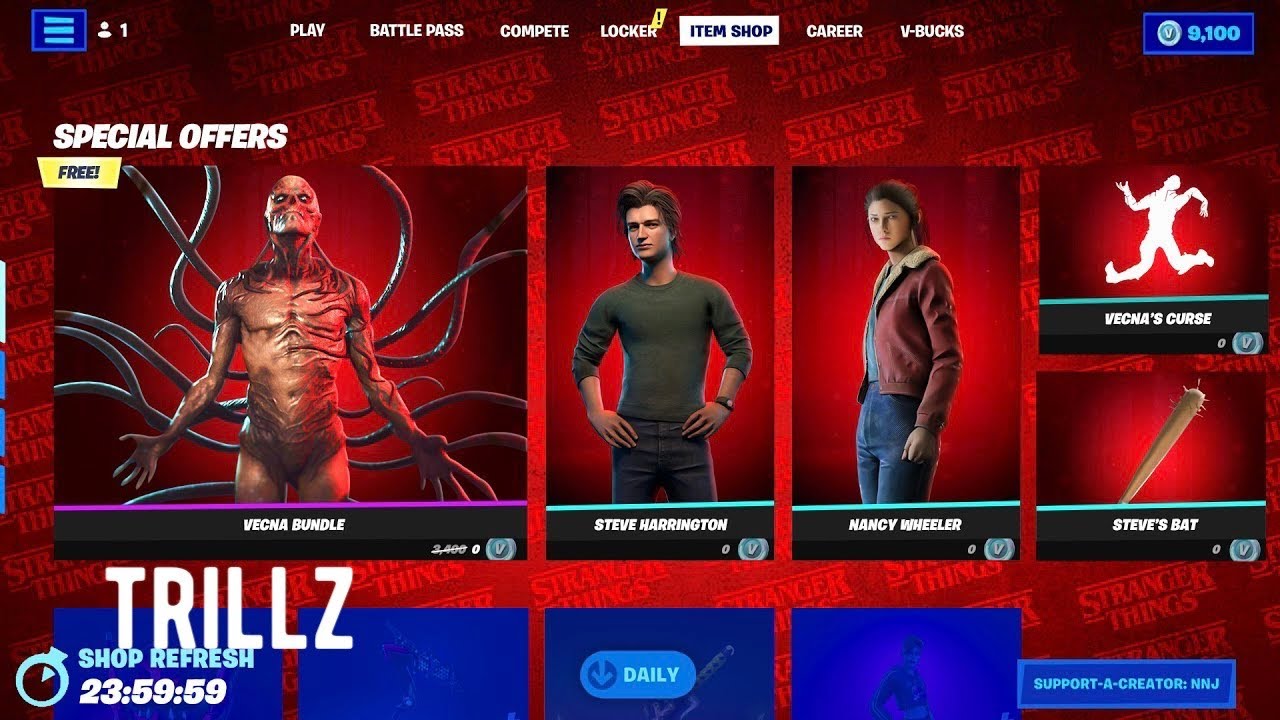 Fortnite Item Shop Countdown! - NEW STRANGER THINGS SKIN!? (Fortnite ...