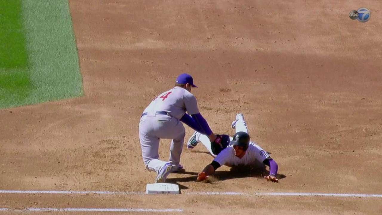CHC@COL: Rizzo turns an unassisted double play - YouTube