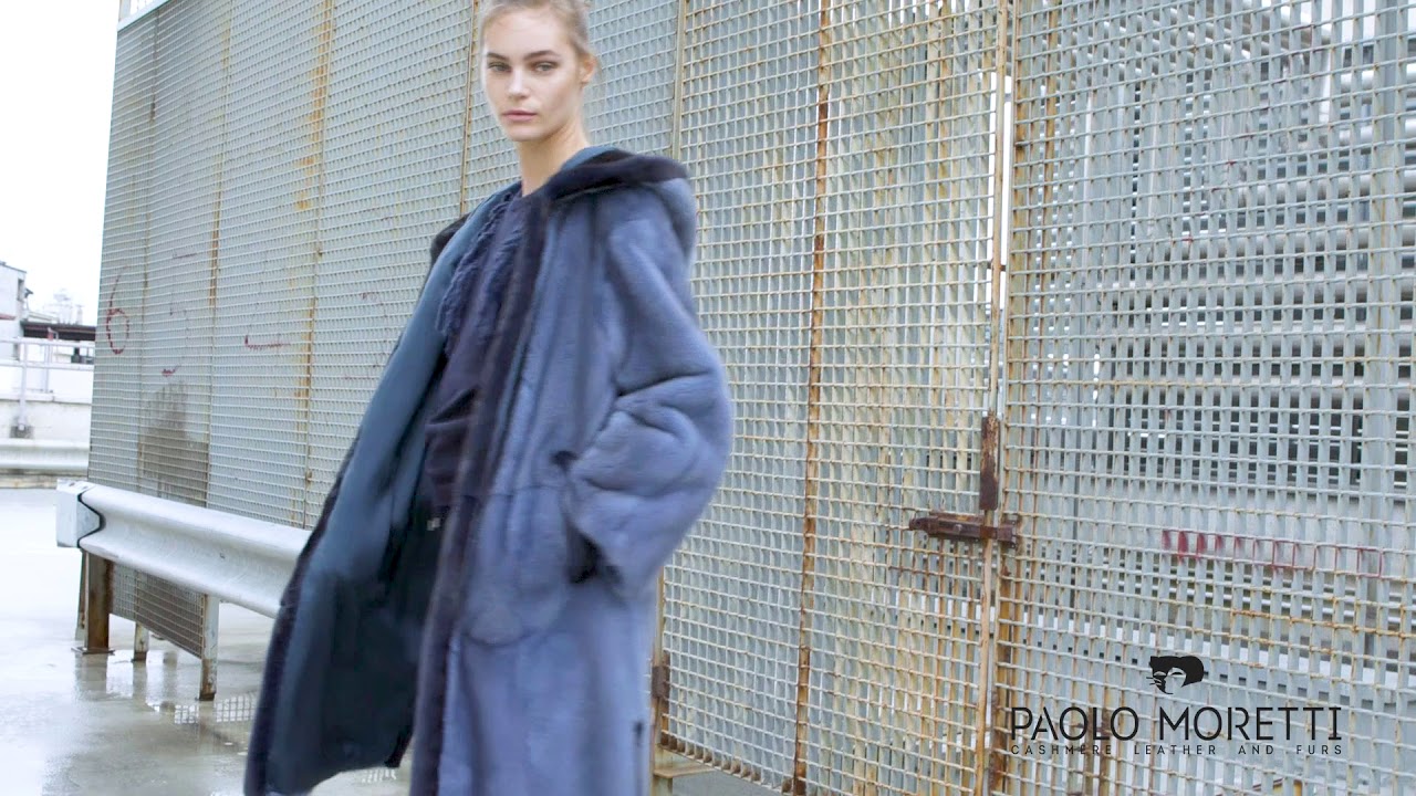 Fur hooded coat | Paolo Moretti fur coats - YouTube