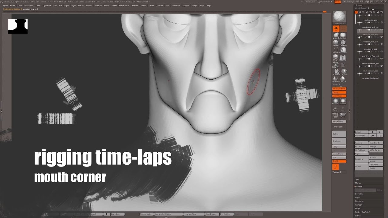 rigging. mouth corner. time laps speed x 4 - YouTube