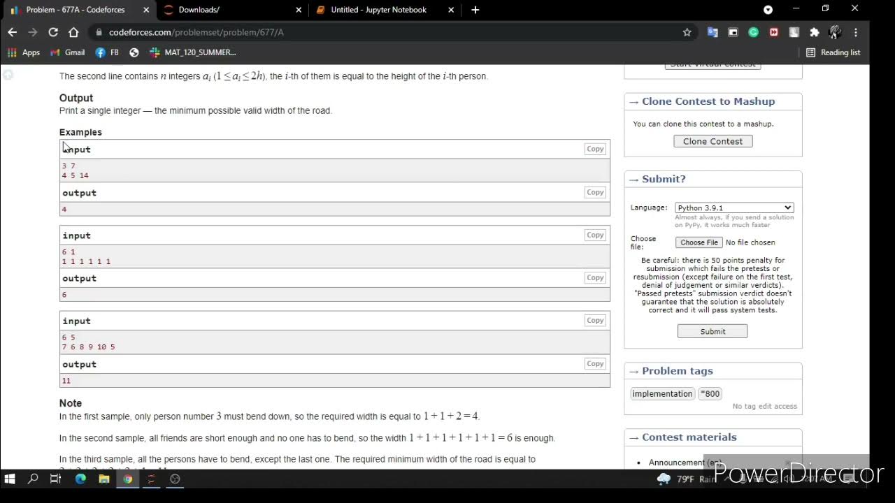 Vanya and Frence | Codeforces Problem 677A | Python - YouTube