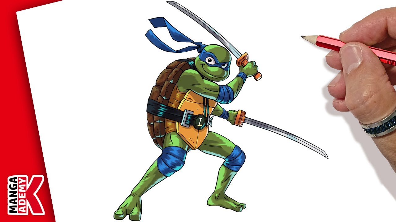 how to draw LEONARDO NINJA TURTLES - YouTube