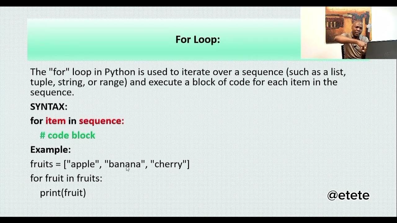 Mastering Python's For Loop: A Comprehensive Guide to Iteration. #s2ep8 - YouTube