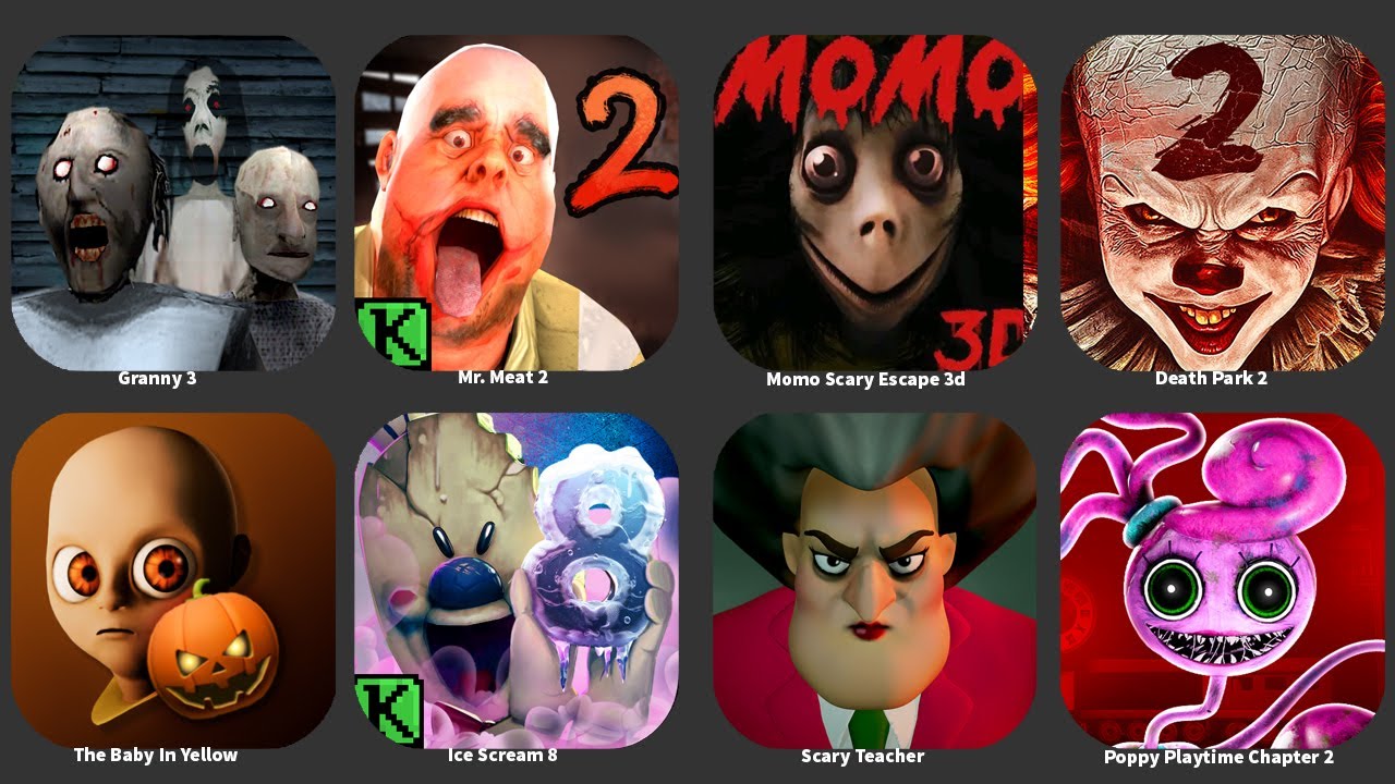 Poppy Playtime Chapter 2,.Granny 3,Mr. Meat 2,Momo Scary Escape 3d,Ice ...
