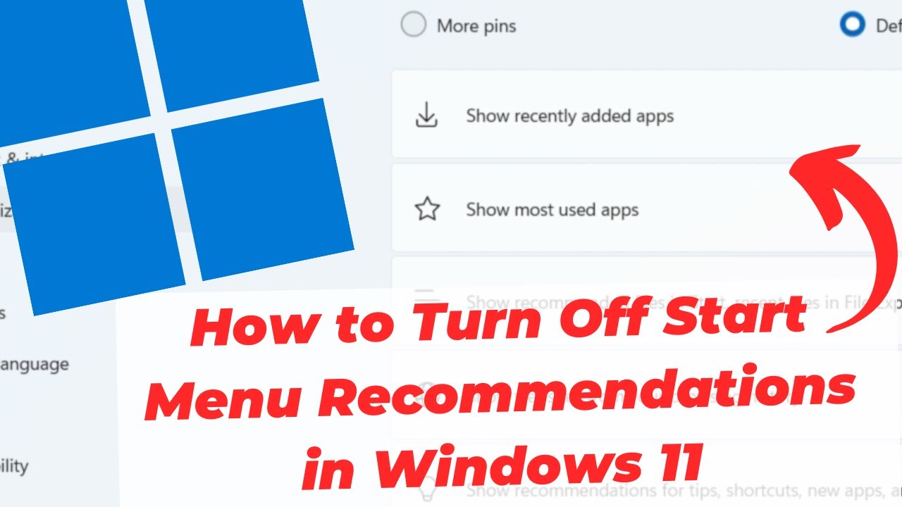 How to Turn Off Start Menu Recommendations in Windows 11 - YouTube