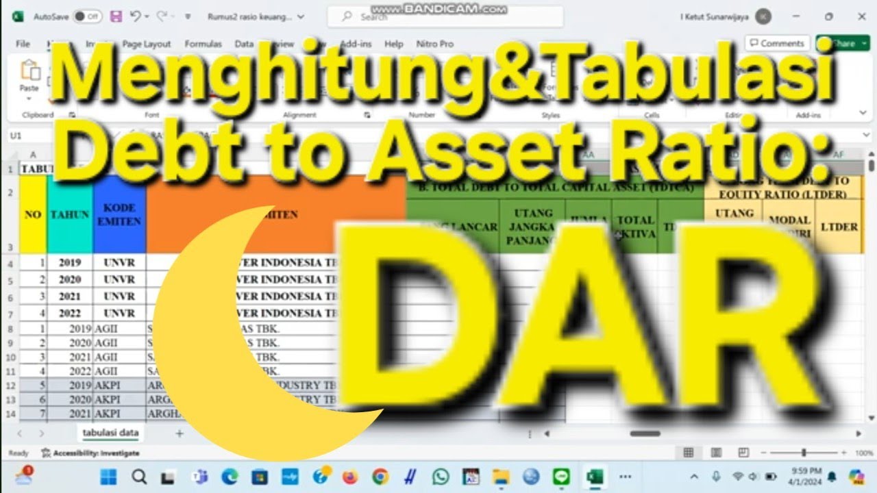 Debt to Asset Ratio (Rasio DAR) - YouTube