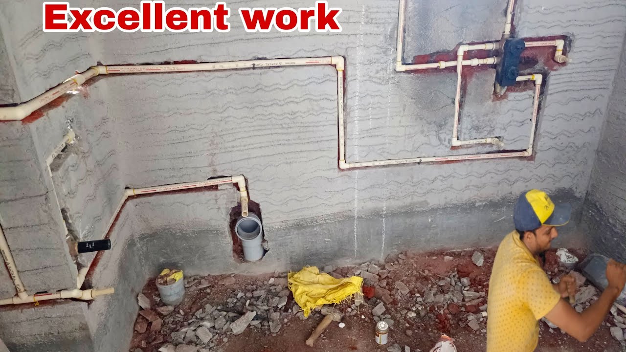 bathroom pipeline fitting with details - YouTube