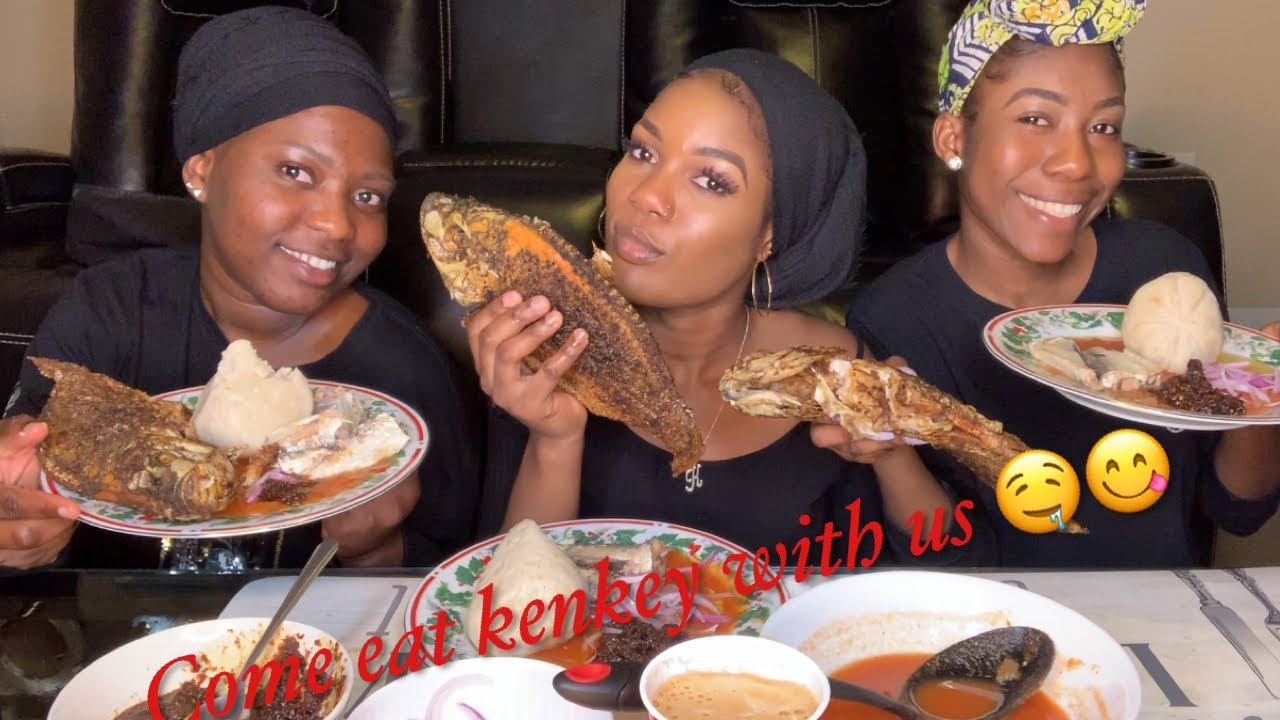 AFRICAN FOOD MUKBANG | PT3 ( KENKEY AKA DORKUNU, WITH PEPPER SAUCE ...