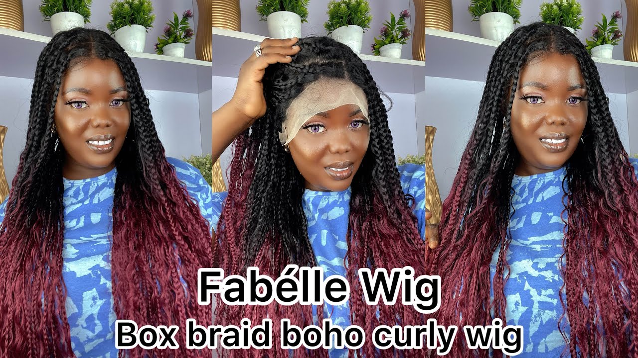 Realistic Knotless Boho Box Braid Curly Full Lace Wig Install & Style ...