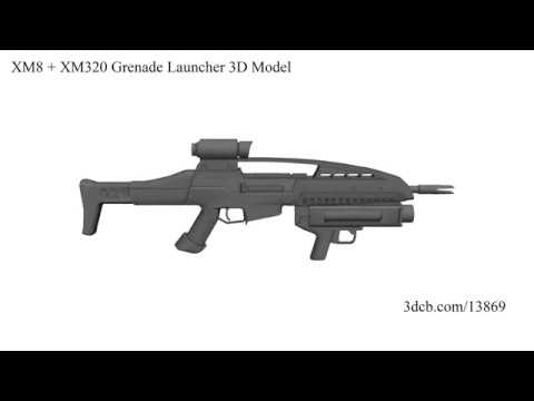 XM8 + XM320 Grenade Launcher 3D Model - YouTube