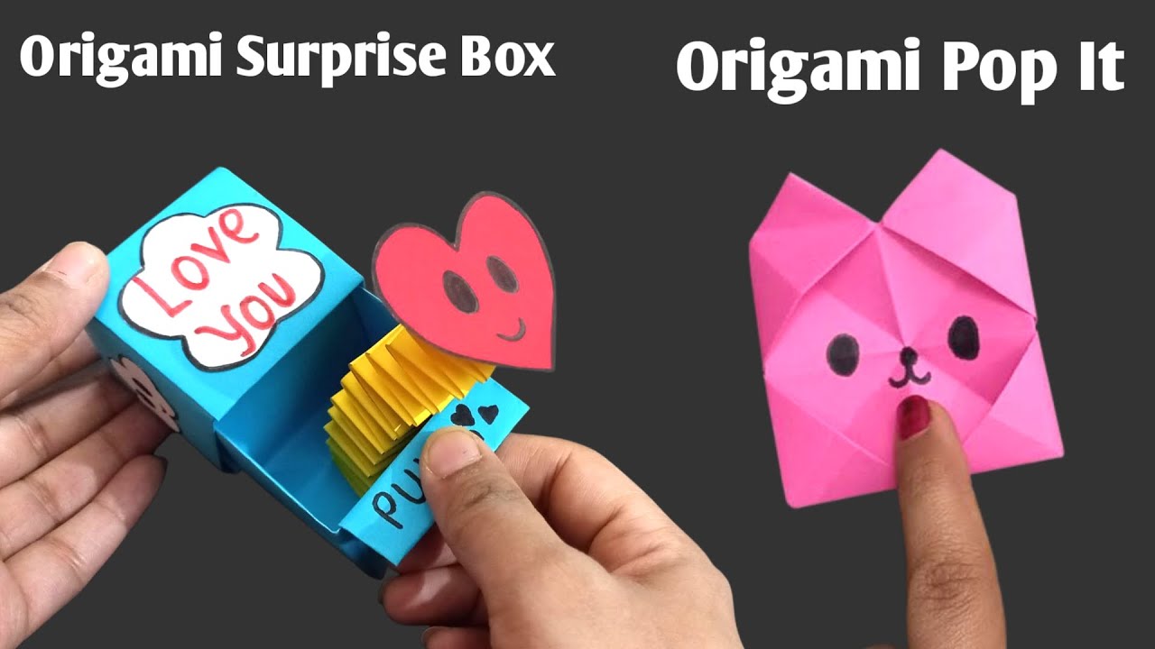 How To Make Origami Surprise Box | Origami Paper Pop It | Origami ...