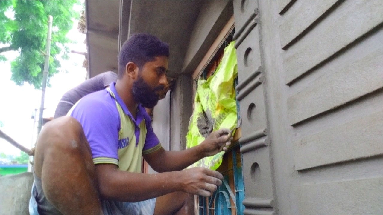 Wall design plaster pipe design wall plaster design rajmistri kaj - YouTube