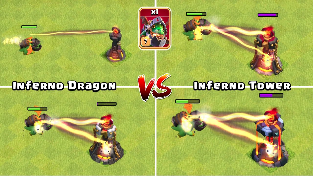 Inferno Dragon vs Inferno Tower Clash of Clans | Inferno Tower vs ...