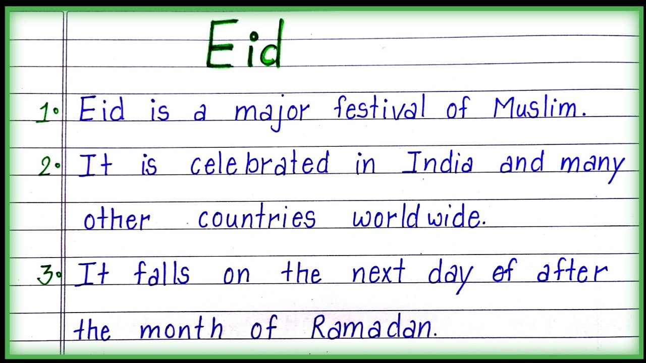 10 Lines on Eid Ul Fitr in English| Essay on Eid| - YouTube