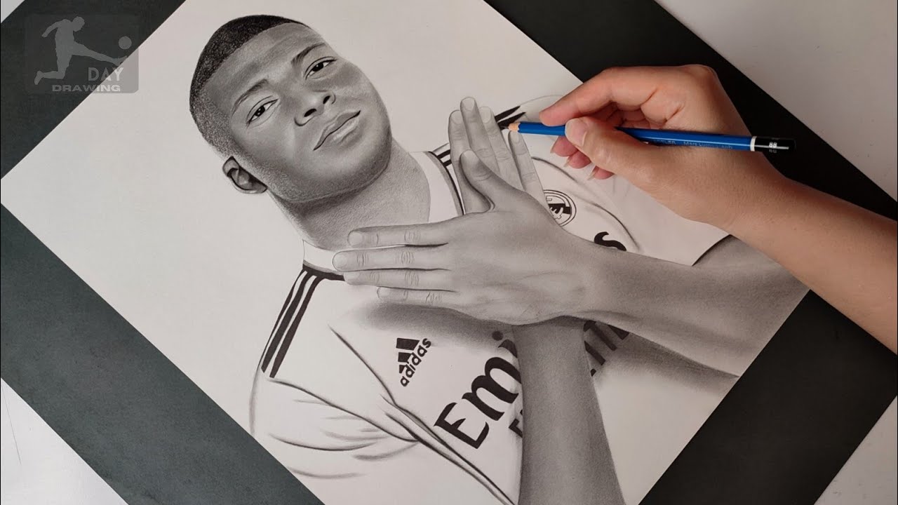 Drawing Kylian Mbappe (Real Madrid) . time-lapse - YouTube