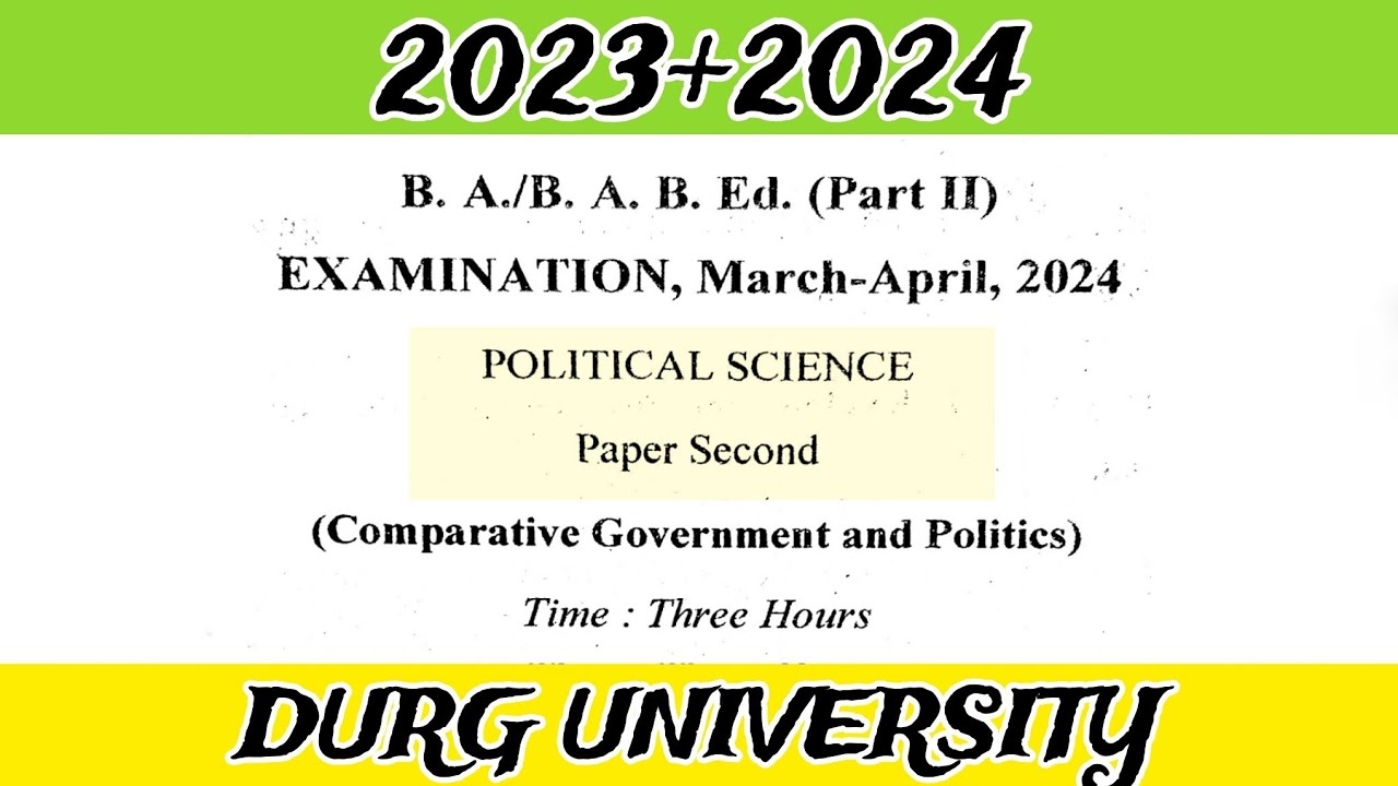 BA 2ND YEAR POLITICAL SCIENCE 2ND PAPER 2024 & 2023 QUESTION PAPER ...