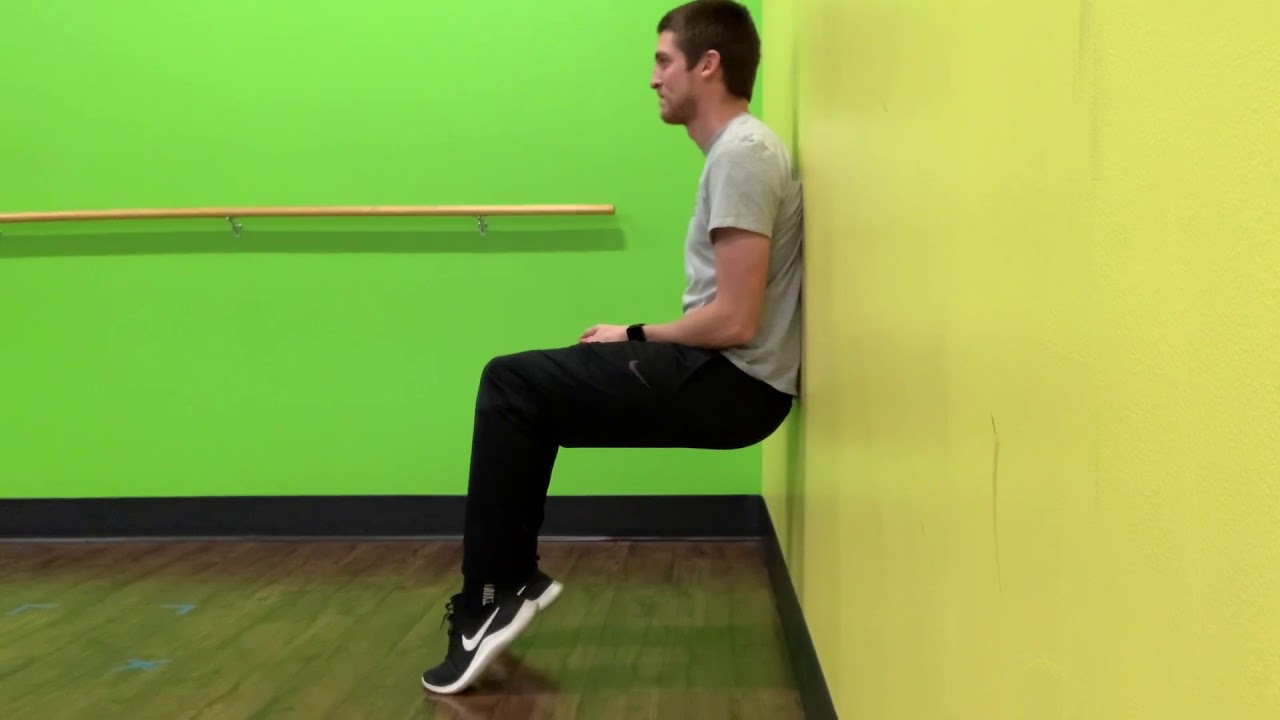 Wall Sit Soleus Heel Raise - YouTube