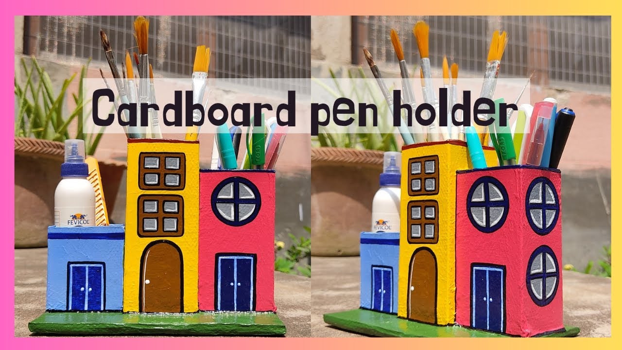 Cardboard Pen Holder | Easy Cardboard DIY | - YouTube