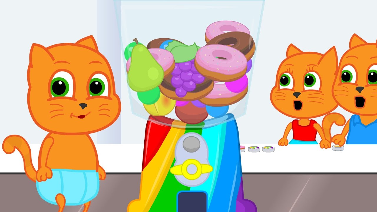 Cats Family in English - Gumball Machine and Donut Machine Cartoon for ...