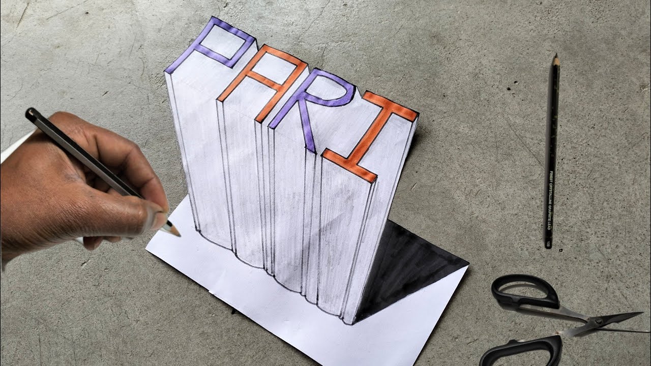 PARI 3d drawing easy step by step - YouTube