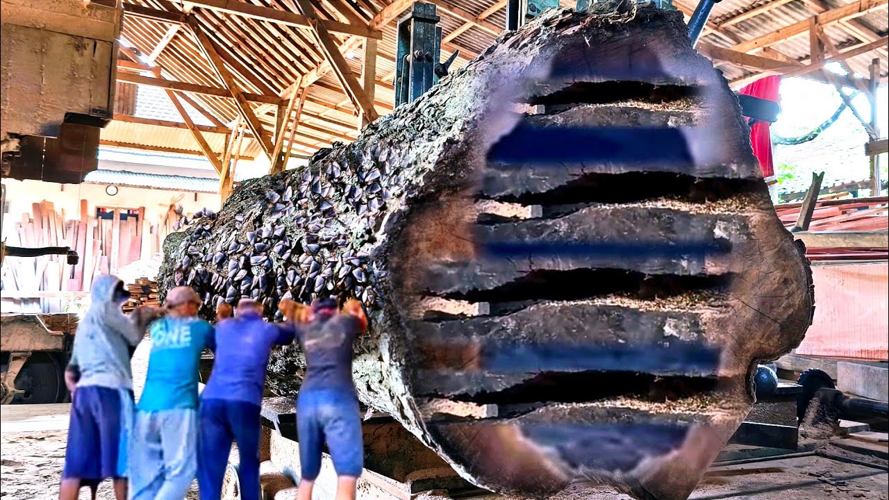 sawing iron-hard wood into 35x35 blocks - YouTube