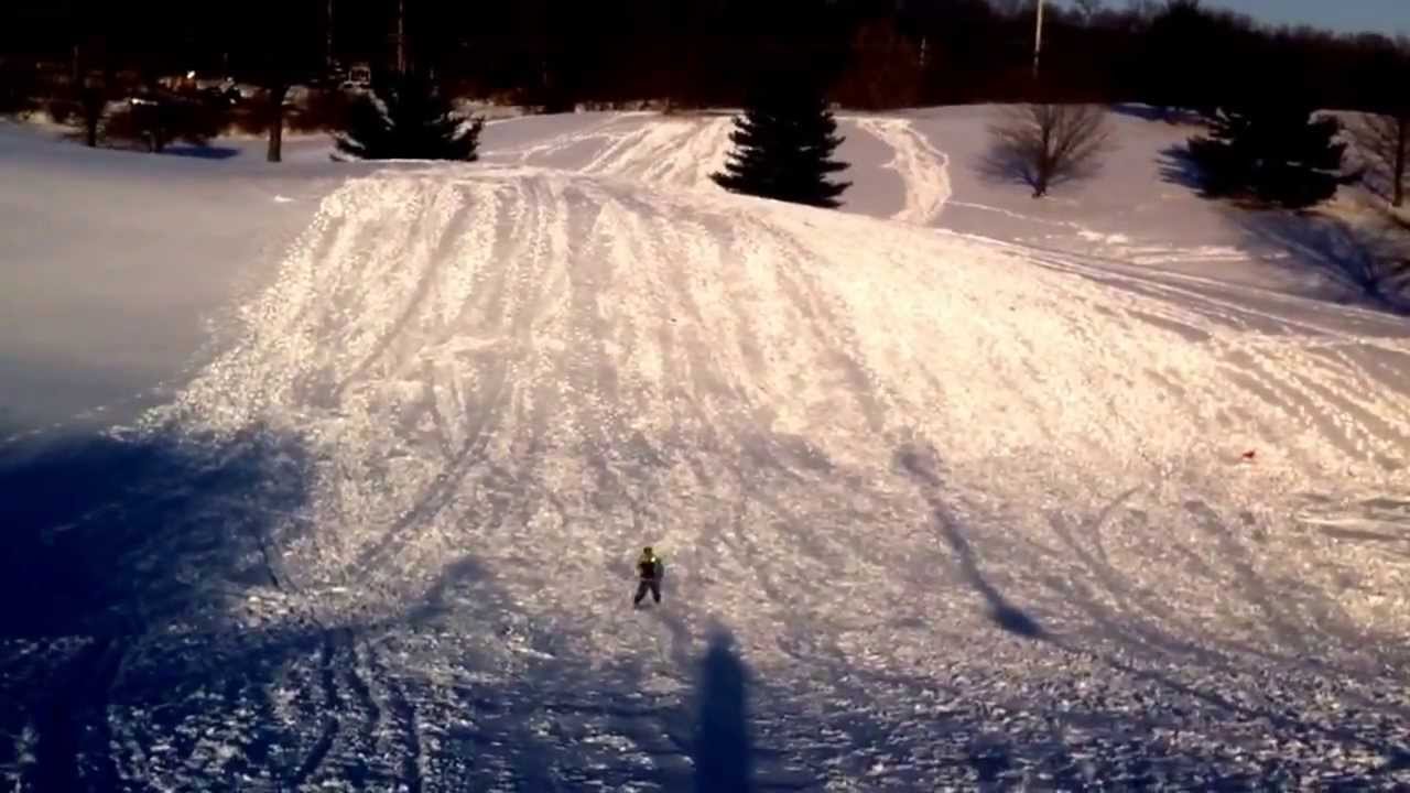Sledding on a spooner - YouTube