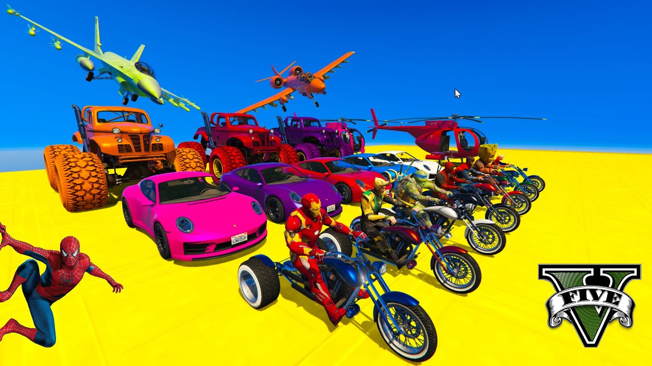GTA V New Epic Ramp On Cars, Super Cars, Fighter Jets, Monster Trucks ...