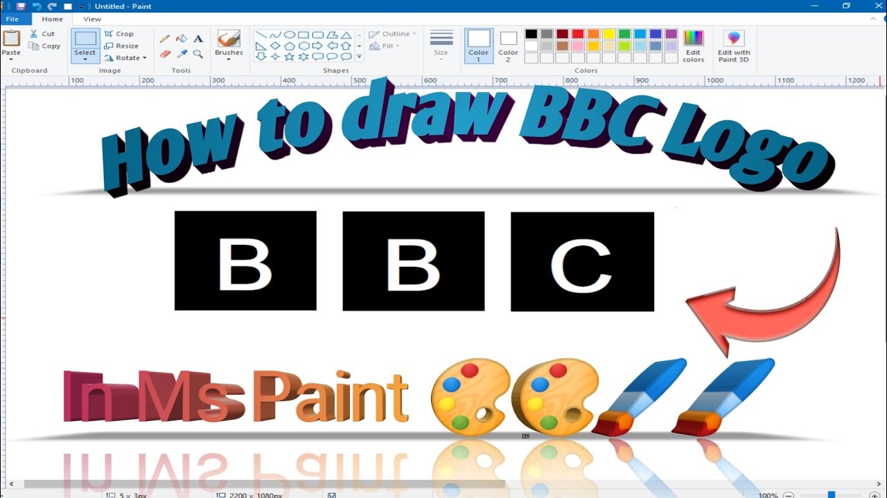 How to draw BBC Logo using ms paint || BBC Logo in your computer||Ms ...