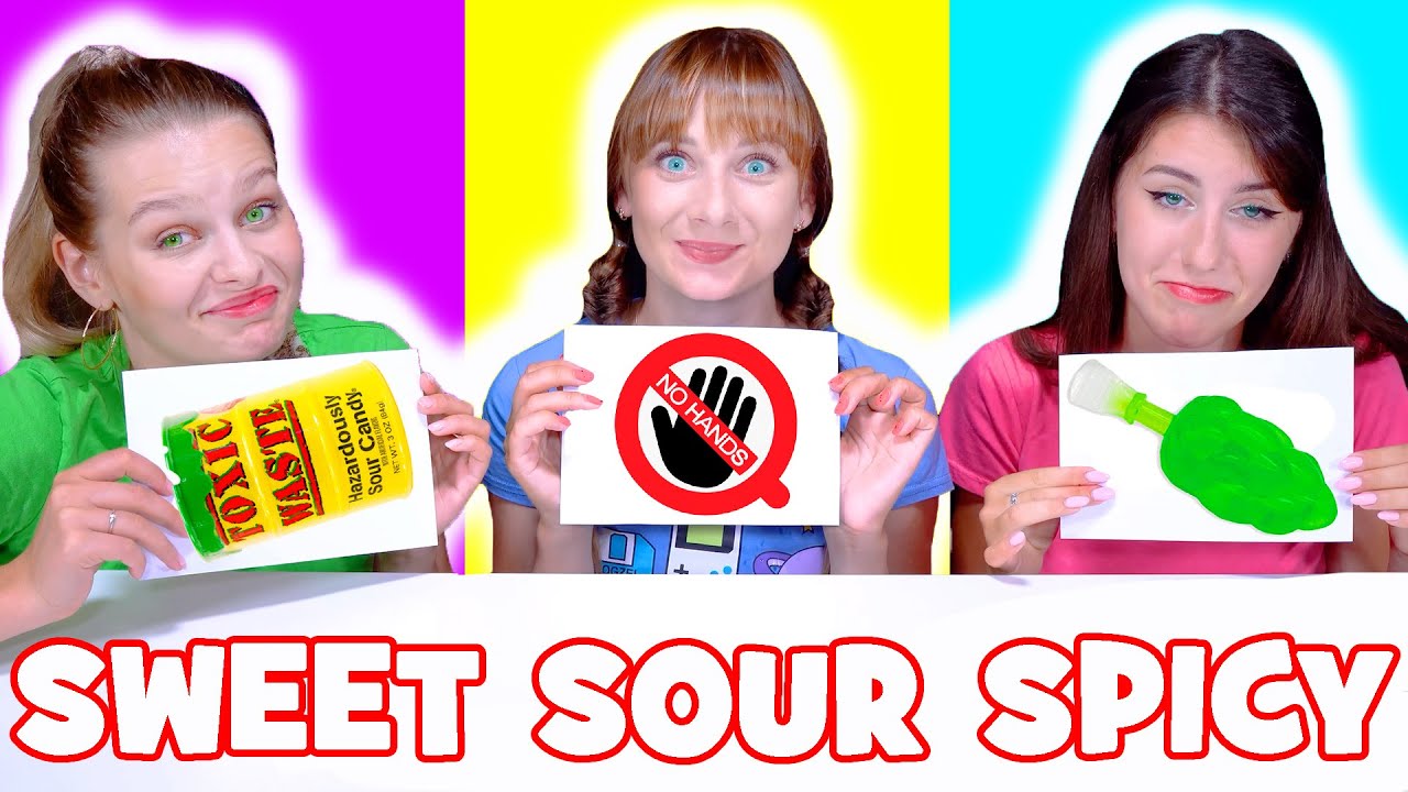 ASMR Food Challenges | Sweet, Sour, Spicy No Hands Mukbang - YouTube