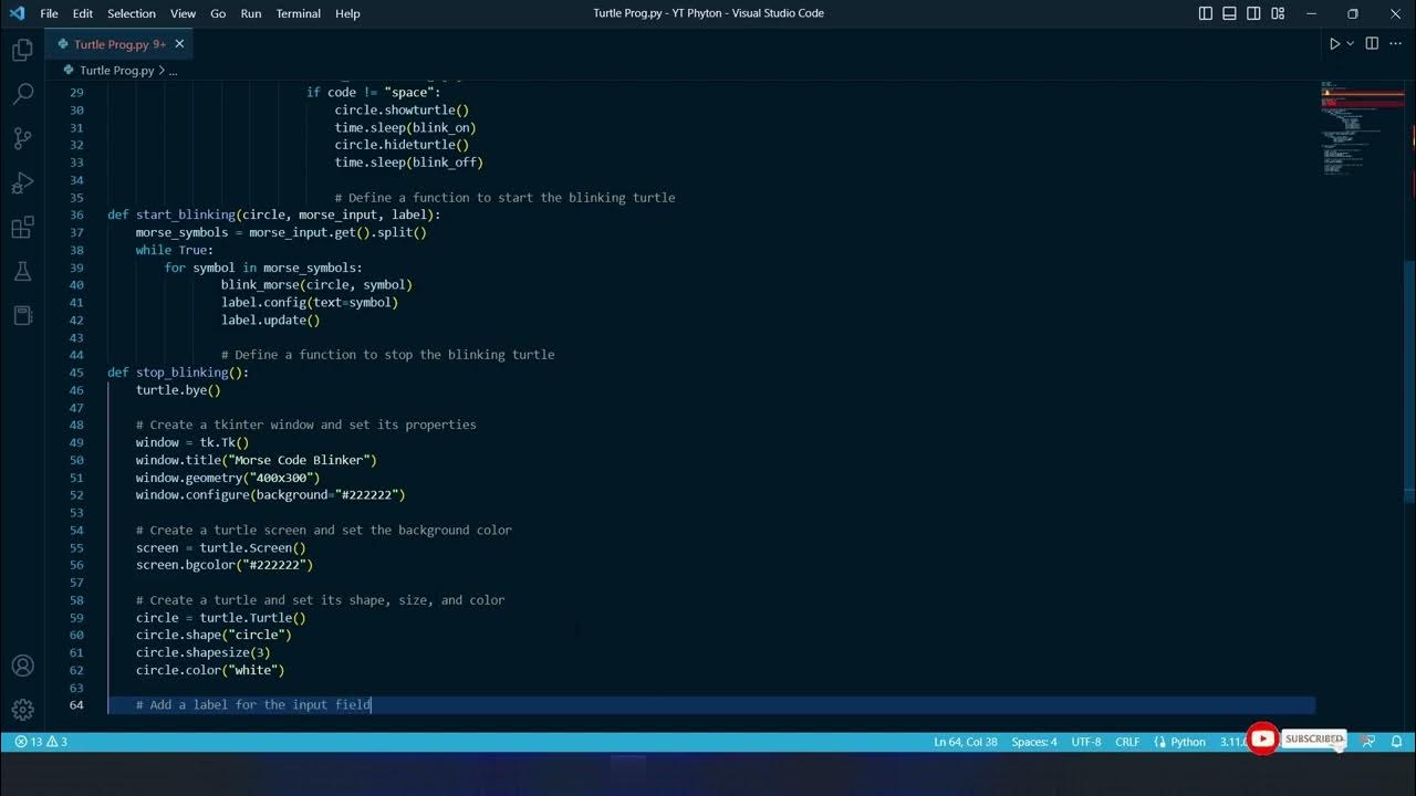 Creating a Morse Code Blinker with Python Turtle and Tkinter GUI - YouTube