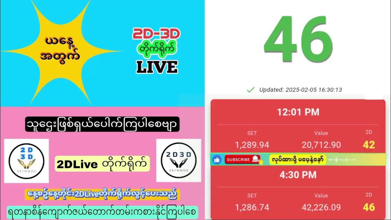 2d 5 2 2025 ဗုဒ္ဓဟူးနေ့ညနေပိုင်း4 30pm 2dတိုက်ရိုက်လိုက်ရှိုး 2d 2dlive 3d Youtube