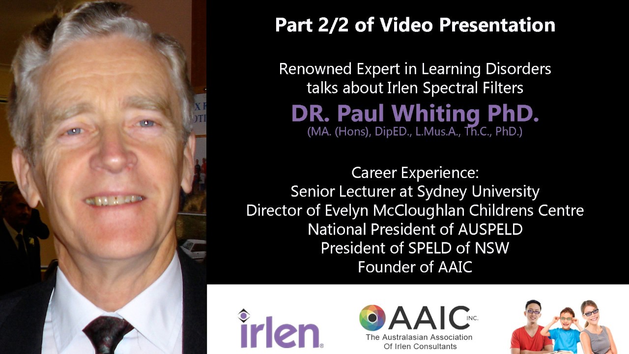 Treating Dyslexia with Irlen Spectral Filters: By Dr. Paul Whiting PhD ...