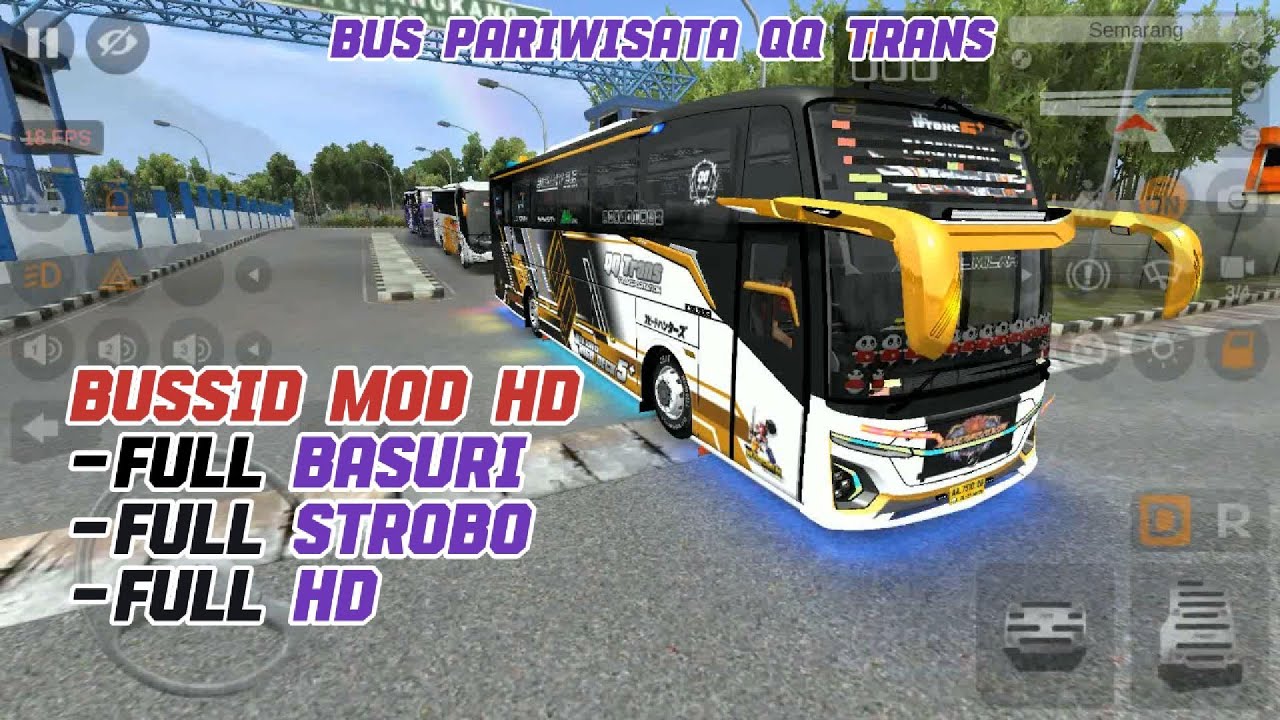 BUS PARIWISATA QQ Trans FULL BASURI FULL STROBO HD #bussid #automobile ...