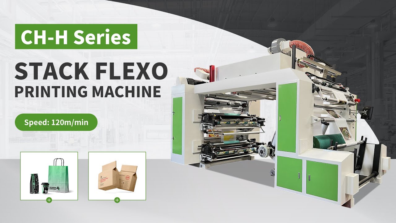 4 color stack type flexo printing machine for paper - YouTube
