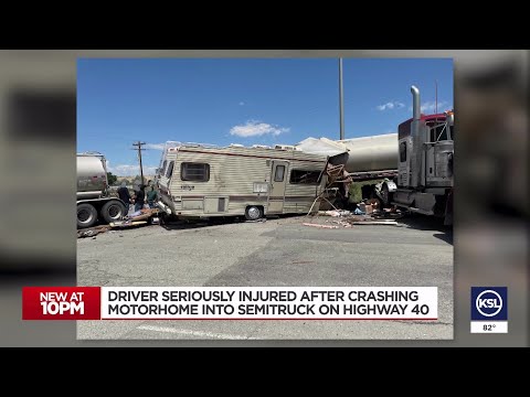 Video: Motorhome crashes into semi, sends 1 to hospital - KSLTV.com