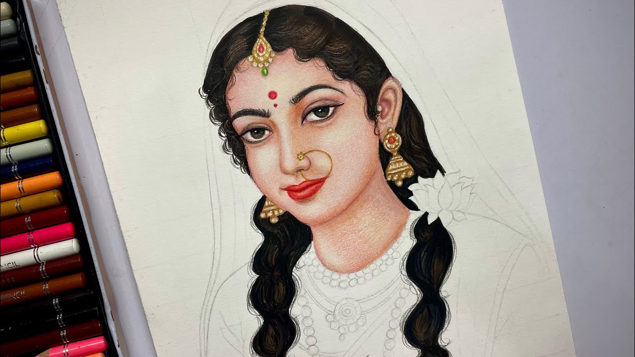 Radha Rani Drawing with pencil colour #radharani #draw - YouTube