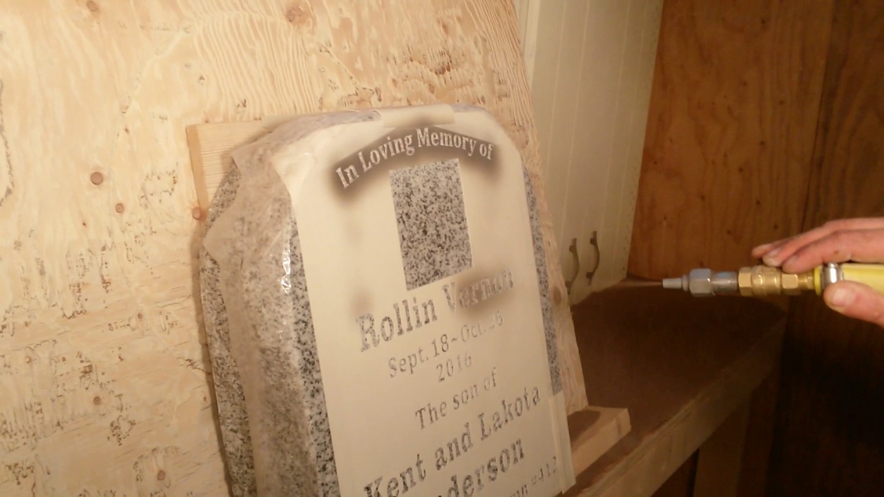 Sandblasting Rollins gravestone - YouTube
