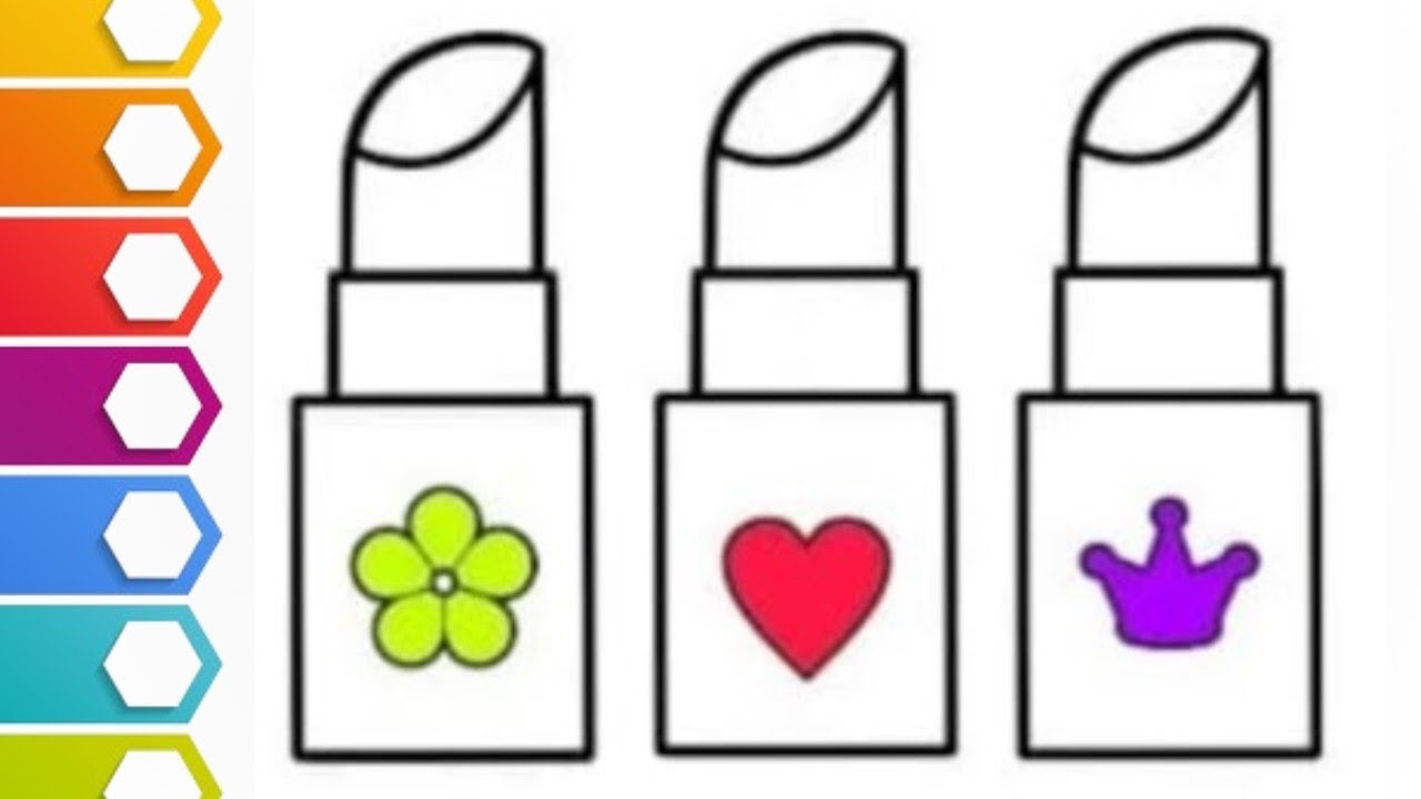 easy colorful lipstick 💄drawing l 🥰how to draw cute lipstick l👄lipstick ...
